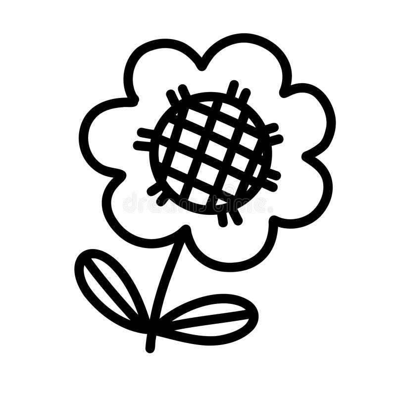 Simple Style Flower Cartoon Outline Stock Illustration - Illustration ...