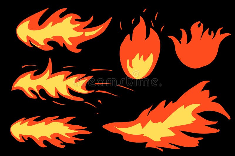 Simple 6 Style Vector Fire or Flammable Sign, at Black Background Stock ...