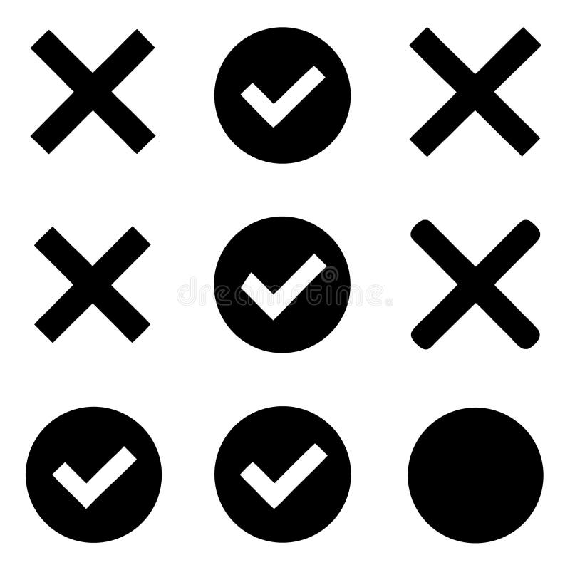 Simple and Stylish Black and White Check Marks and Crosses for ...
