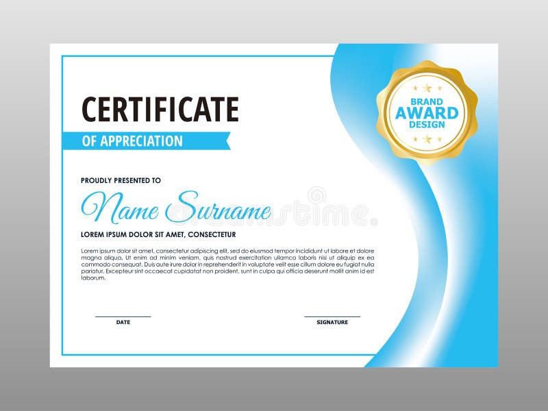 Simple Stylish Blurry Blue White Wavy Certificate Design Stock Vector ...
