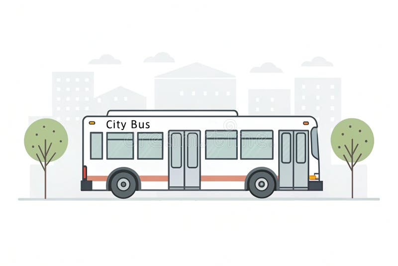 City Bus Vector Illustration in Modern Flat Style Stock Illustration ...