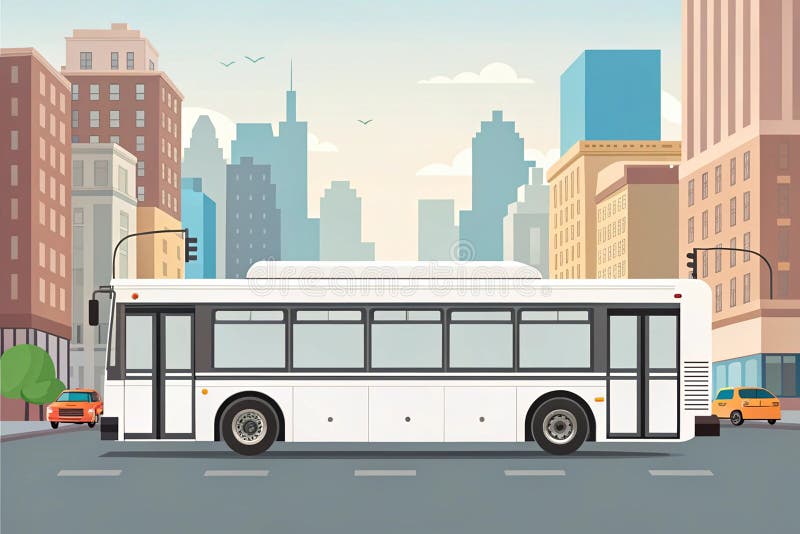 City Bus Vector Illustration in Modern Flat Style Stock Illustration ...