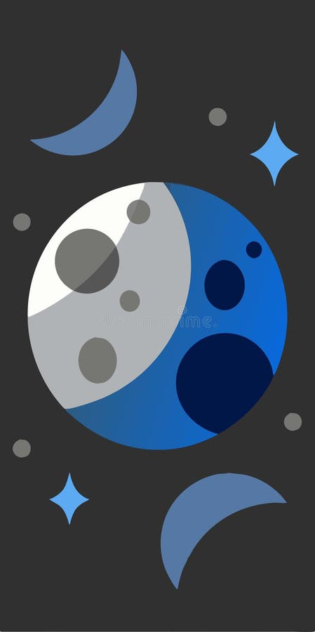 Simple Moon Illustration with Crescent Moons and Stars Stock ...