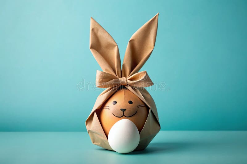 Simple Stylish Minimalist Easter Bunny Paper Egg Gift Wrap a DIY Easter Craft for Spring Decor ...