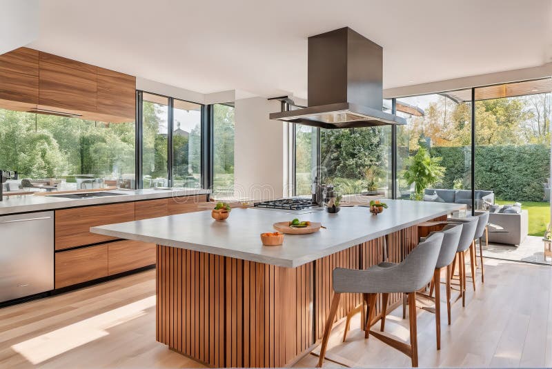 Simple, Stylish and Modern Home Open Kitchen Decoration Design Stock ...