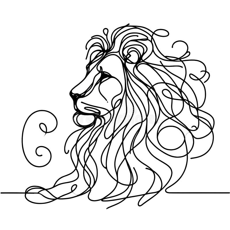 A Simple yet Stylish Outline of a Lion on a Plain White Backdrop. Stock ...