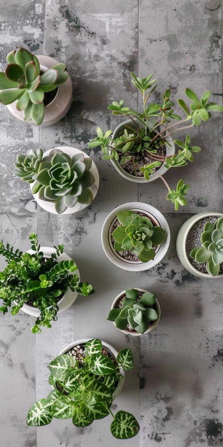 Simple and Stylish Plant Decor, Top-down Stock Illustration ...