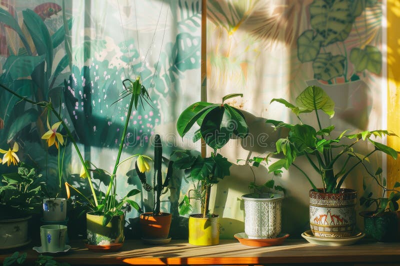 Simple and Stylish Plant Setup with an Artistic Pattern Stock ...