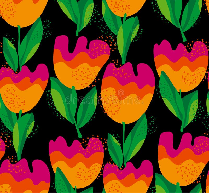 Simple Stylish Tulip Flower Seamless, Pattern. Stock Vector ...