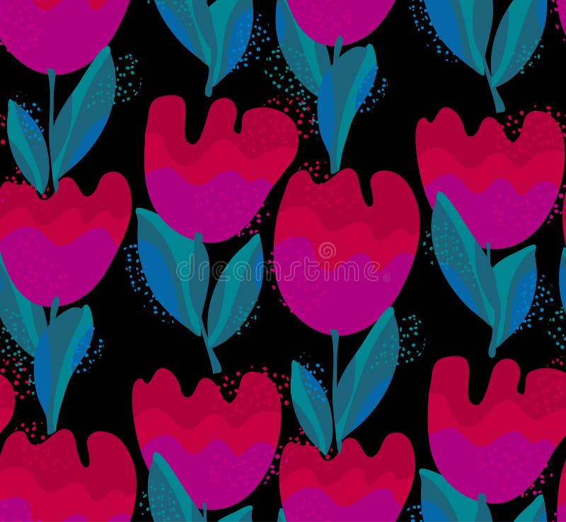 Simple Stylish Tulip Flower Seamless, Pattern. Stock Vector ...