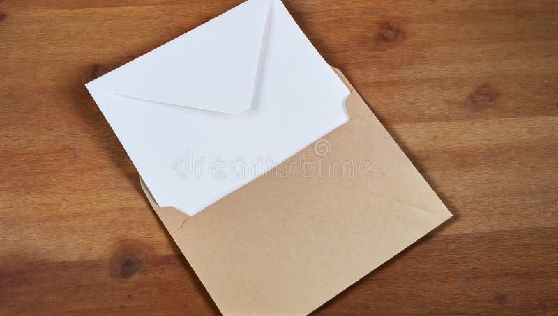 Elegant White Envelope Resting on Wooden Surface Stock Image - Image of ...