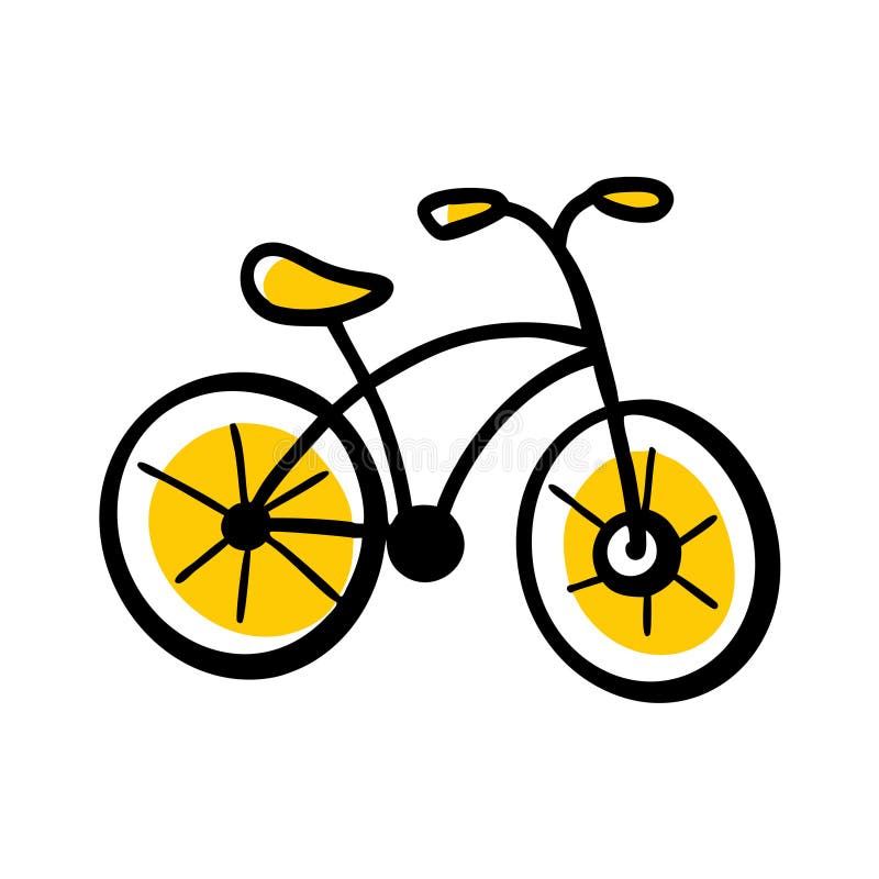 A Simple, Stylized Black Bicycle is Depicted with Bright Yellow Wheels ...