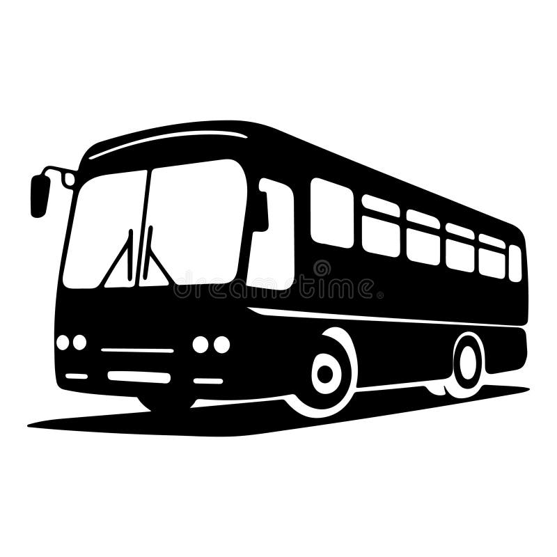 Black and White Silhouette of a Public Transportation Bus Stock Vector ...