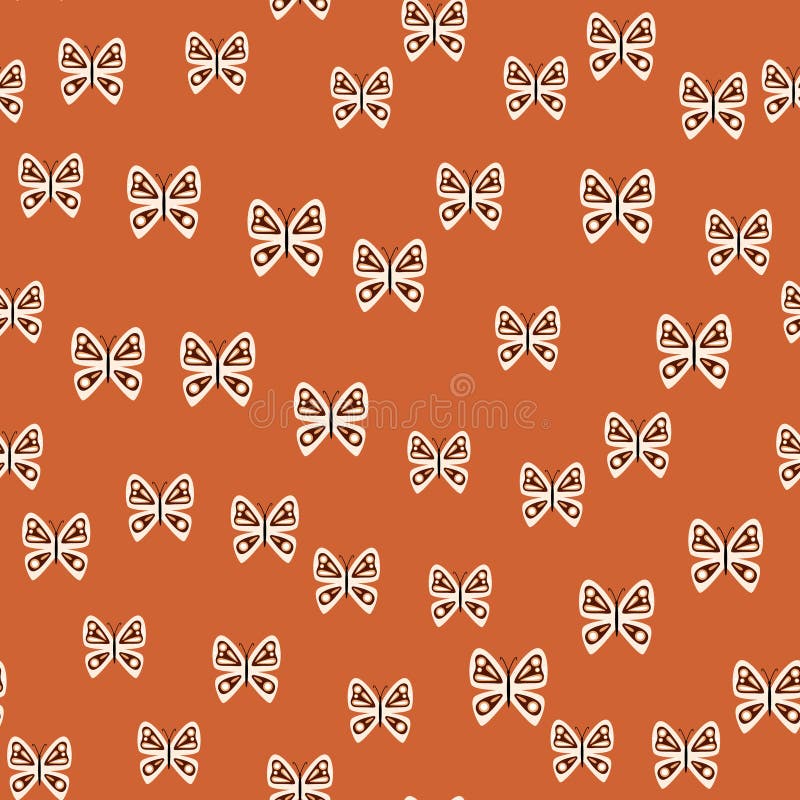 Simple Stylized Moth Seamless Pattern. Butterflies Wallpaper Stock ...