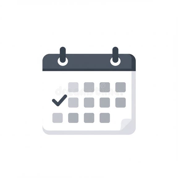 A Simple, Stylized Calendar Icon Featuring a Grid with Squares ...