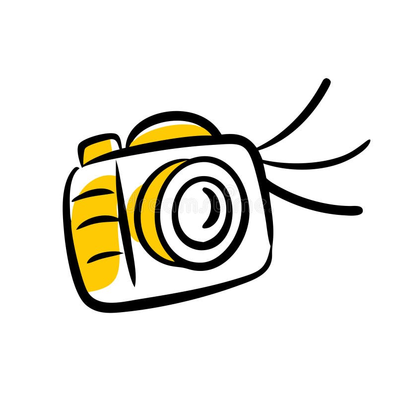 A Simple, Stylized Drawing of a Camera Features Bold Black Lines and ...