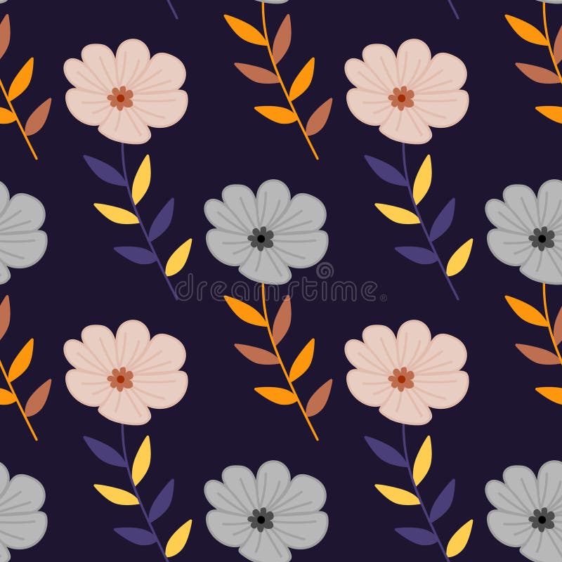 Simple Stylized Flower Seamless Pattern. Decorative Naive Botanical ...