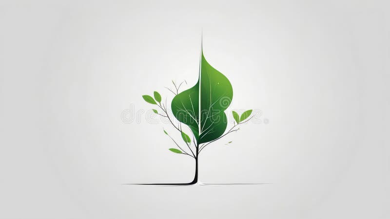 Simple Stylized Green Tree Design on a White Background Stock ...