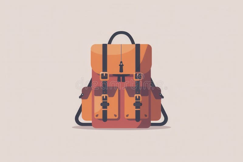 A Simple, Stylized Illustration of a Backpack on a Minimalist Beige ...