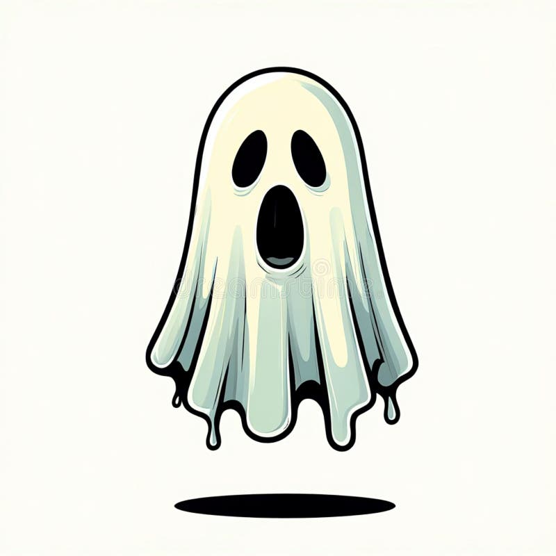 A Cartoon Ghost with a Wide Open Mouth and Dripping Edges Stock ...