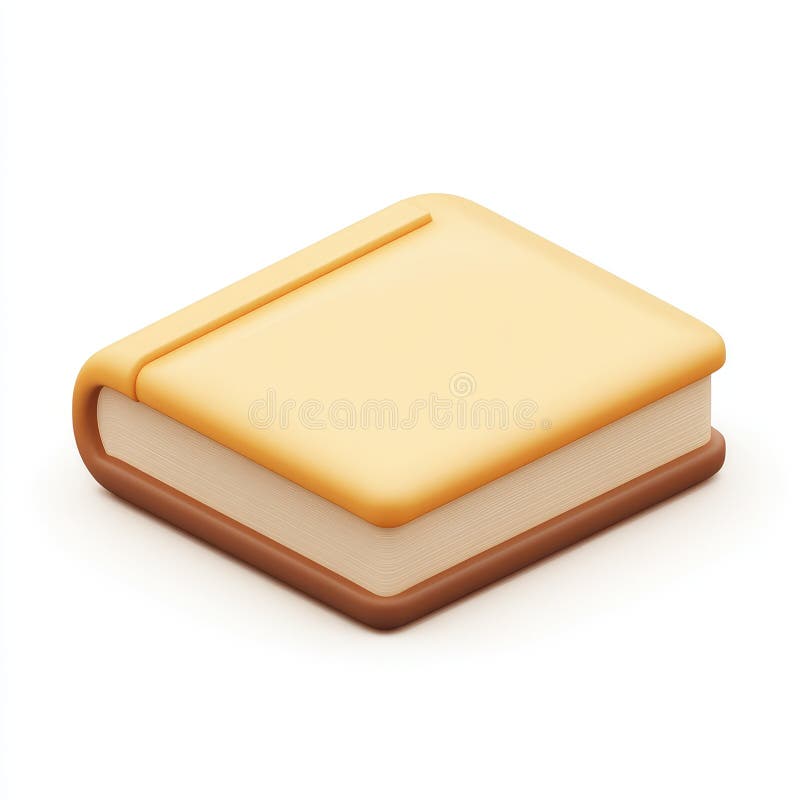 Creamy Yellow Book, 3D Render of Closed Textbook, Education Concept ...