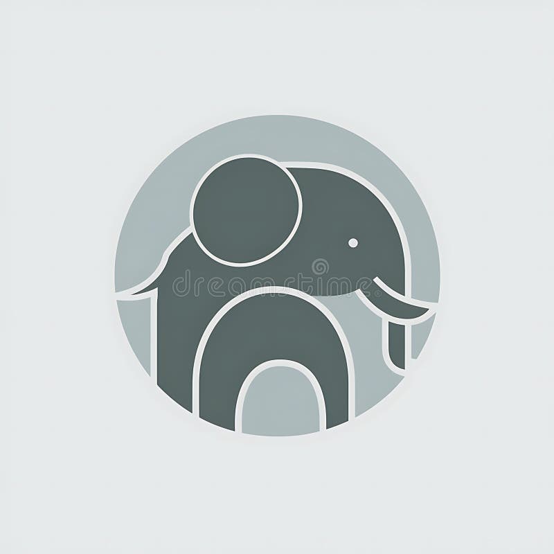 Stylized Elephant Design in a Circular Frame Stock Illustration ...