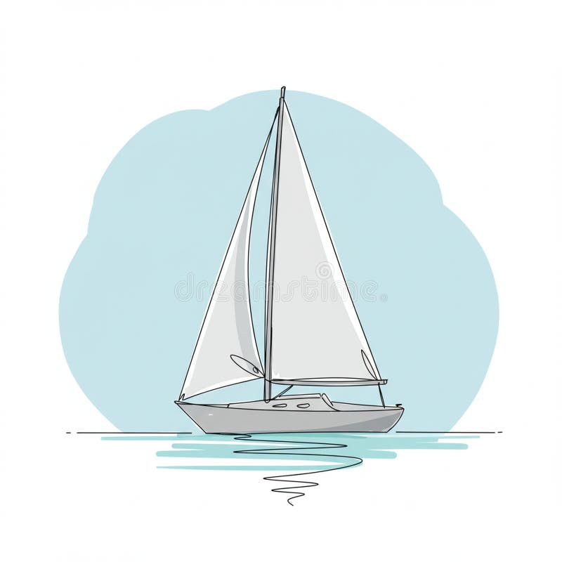 A Simple, Stylized Illustration of a Sailboat with Tall, White Sails ...