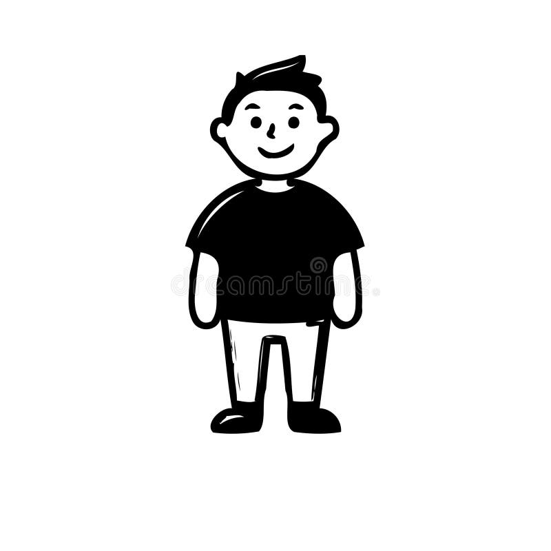 Stylized Monochromatic Character Illustration of a Boy Standing ...