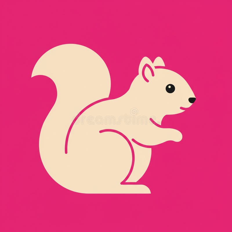 A Simple, Stylized Illustration of a Squirrel is Depicted in White ...