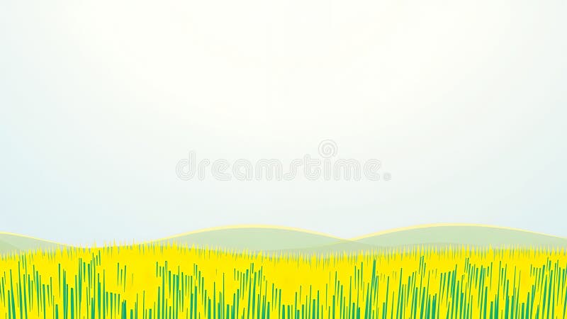 Simple Stylized Landscape with a Field of Yellow and Green Grass Stock ...
