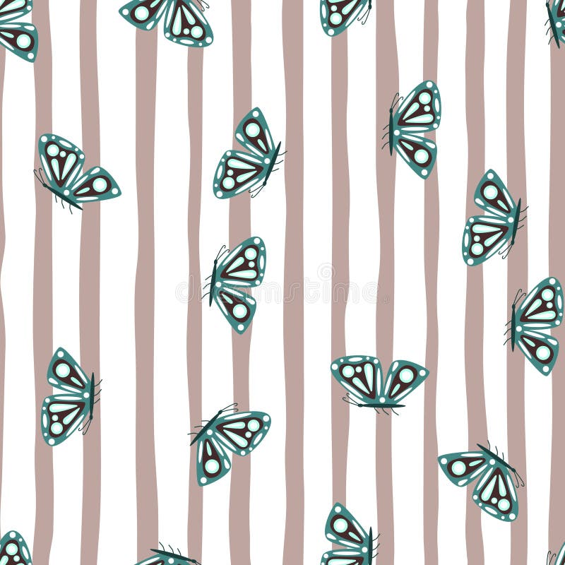 Simple Stylized Moth Seamless Pattern. Butterflies Wallpaper Stock ...