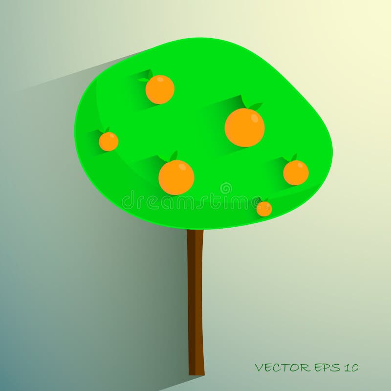 Simple Stylized Orange Tree on Light Background Stock Vector ...