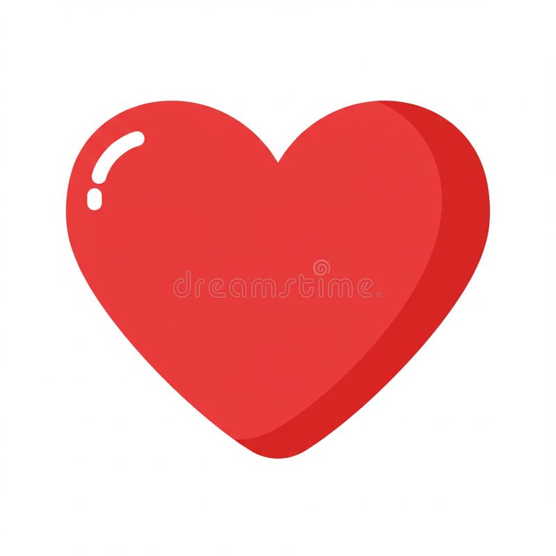 A Simple, Stylized Red Heart Illustration on a White Background ...