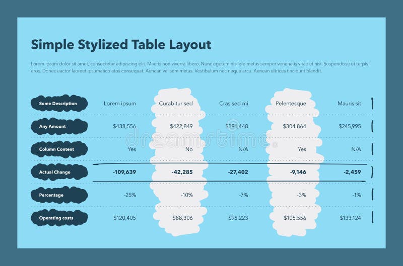 Simple Stylized Table Layout - Blue Version Stock Vector - Illustration ...