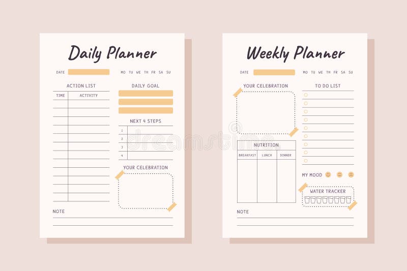 Minimalistic Personal Planners with Today S and Week S Schedules Stock ...