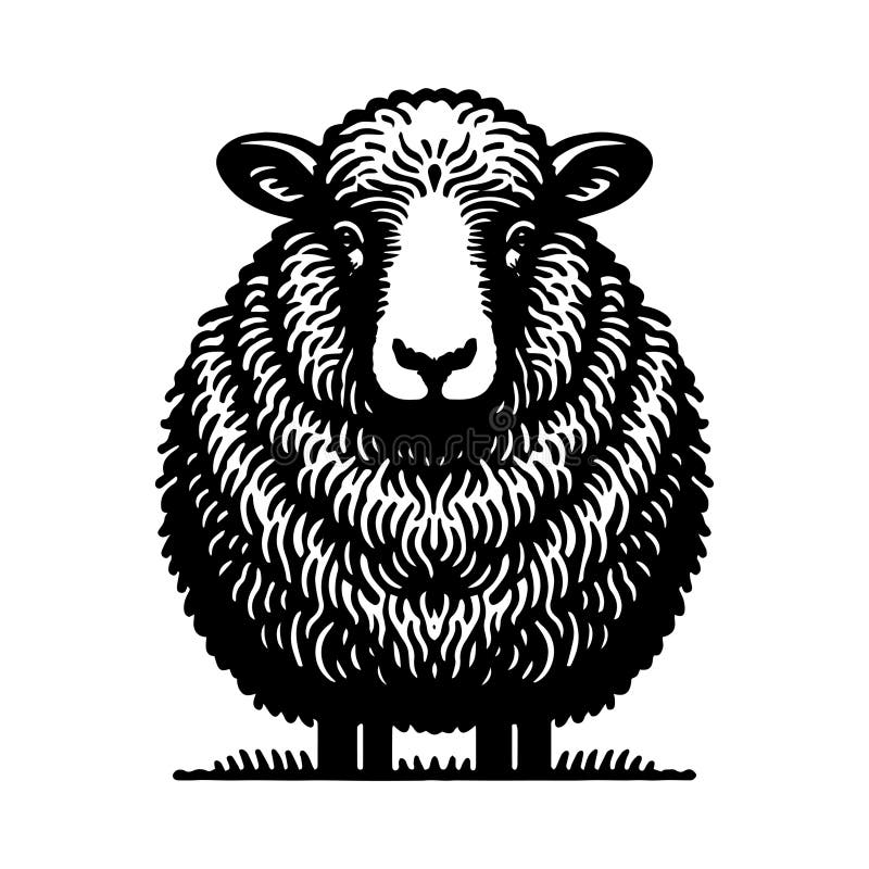 Suffolk Sheep Front View Vintage Retro Vector Icon Logo Design. Stock ...