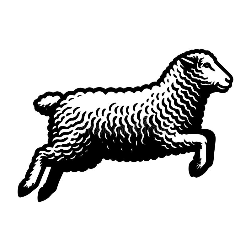 Suffolk Sheep Jumping Vintage Retro Vector Icon Logo Design. Stock ...