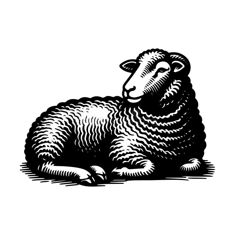 Simple Suffolk Sheep Lying Down Vector Icon Design Vintage Retro Logo ...