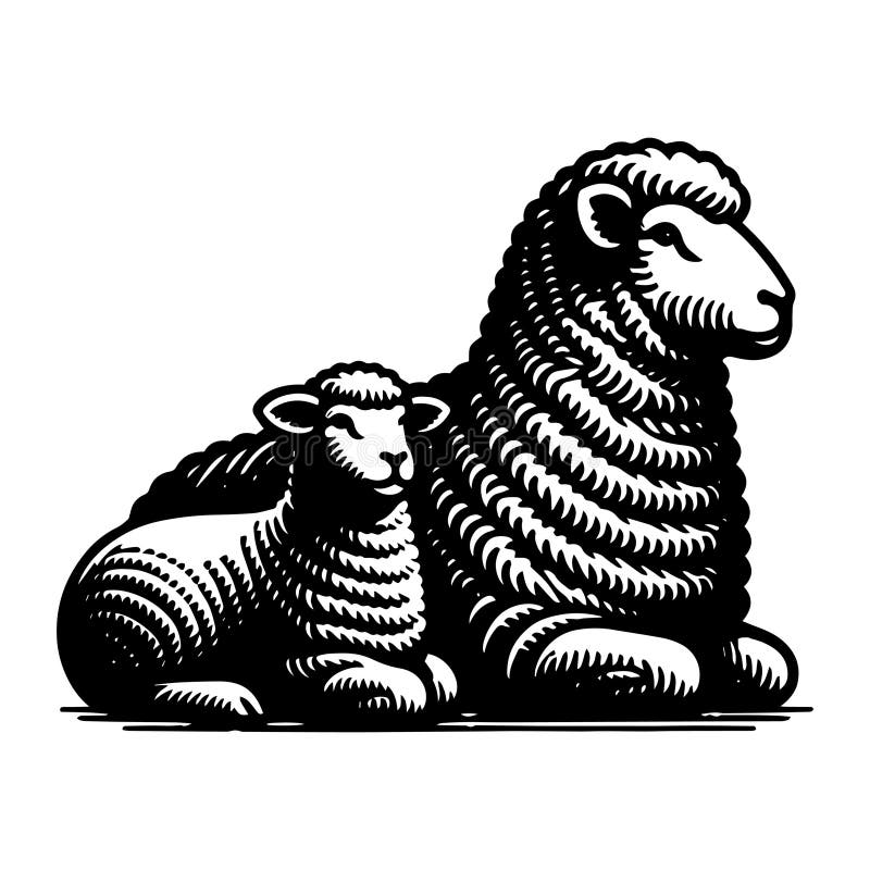 Simple Suffolk Sheep Lying Down Vector Icon Vintage Retro Logo ...