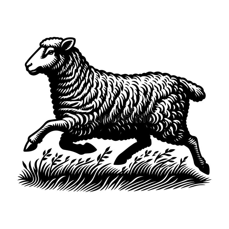 Simple Suffolk Sheep Running Vector Icon Design Vintage Retro Logo ...