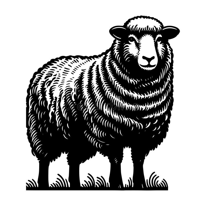 Suffolk Sheep Side View Vintage Retro Vector Icon Logo Design. Stock ...