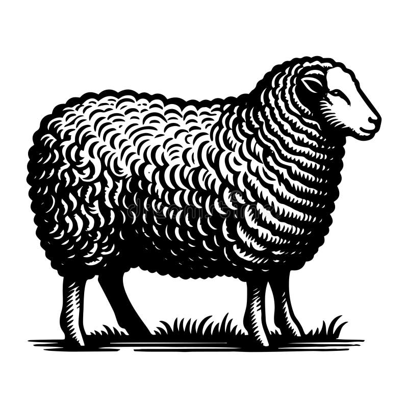 Suffolk Sheep Side View Vintage Retro Vector Icon Logo Design. Stock ...