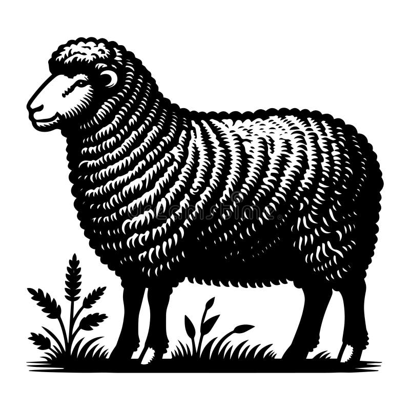 Suffolk Sheep Side View Vintage Retro Vector Icon Logo Design. Stock ...
