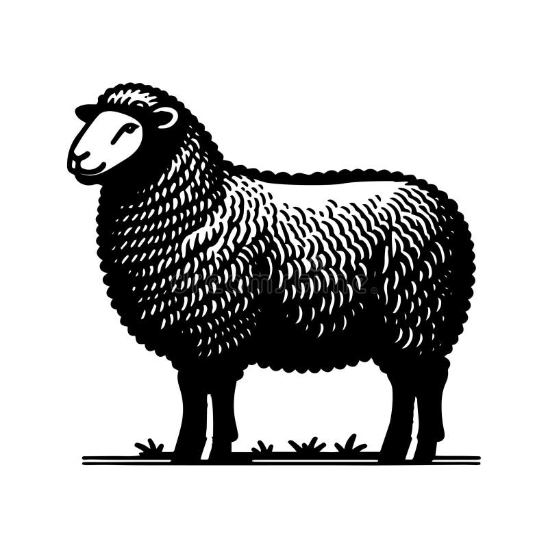 Suffolk Sheep Side View Vintage Retro Vector Icon Logo Design. Stock ...