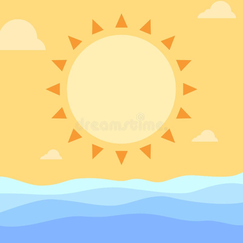 Simple Summer Sun and Ocean Waves Stock Vector - Illustration of style ...