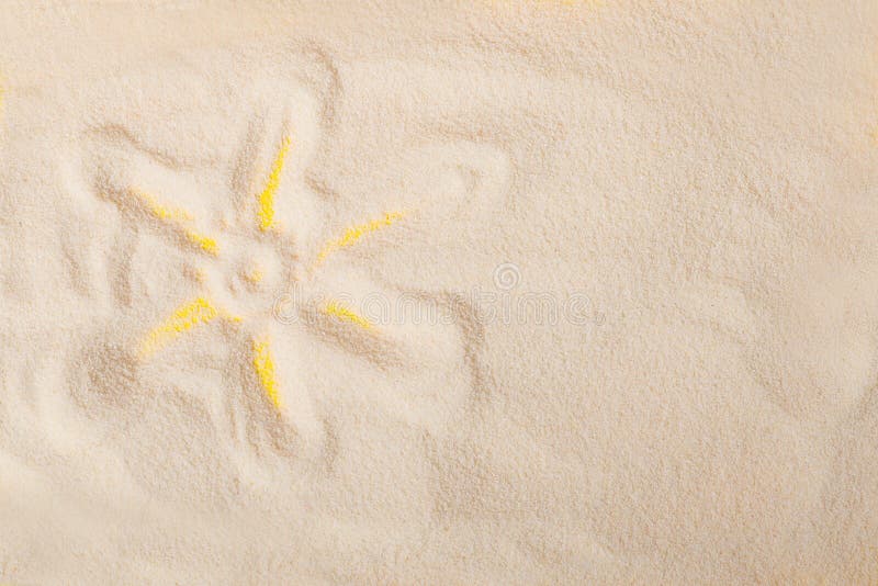 Simple Sun Drawing in the Sand on the Beach Room for Your Copy Space ...