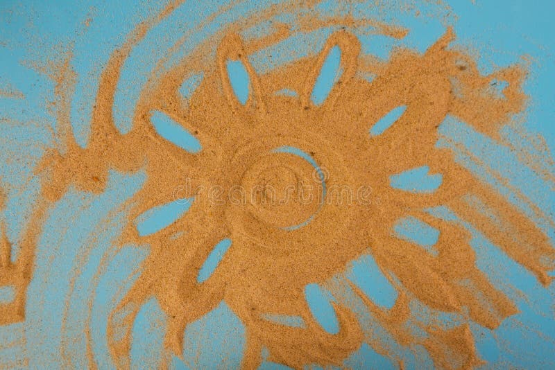 Simple Sun Drawing on the Sand Stock Photo - Image of coastline ...