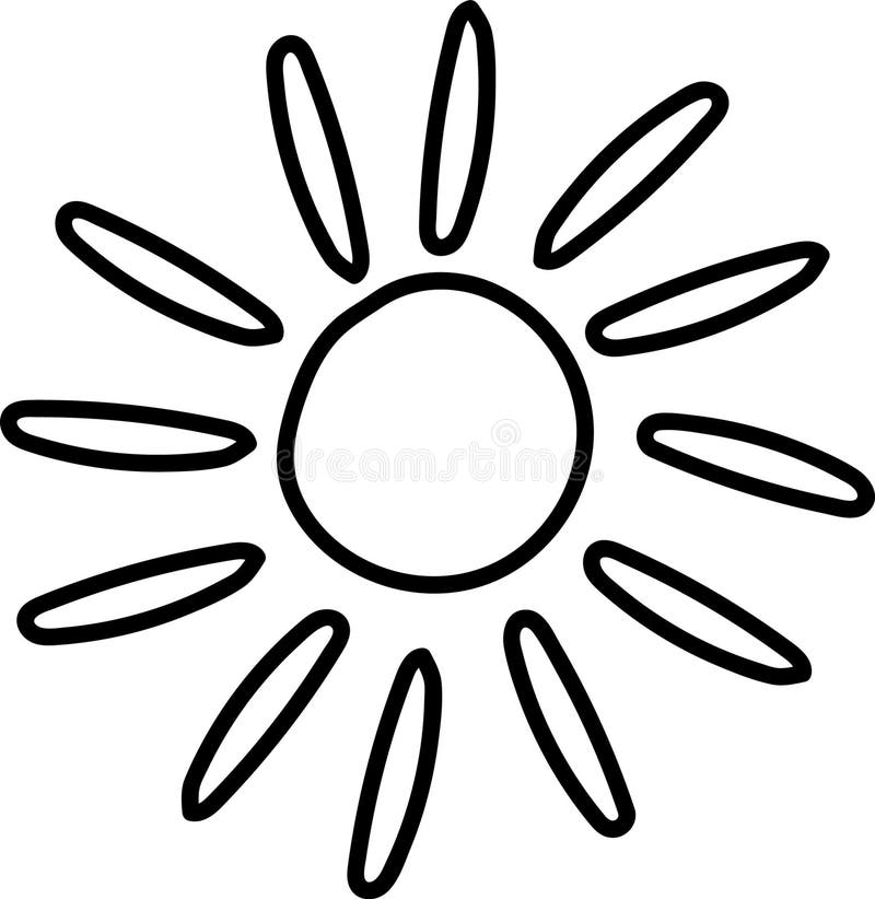Simple Sun Outline Drawing stock vector. Illustration of drawing ...