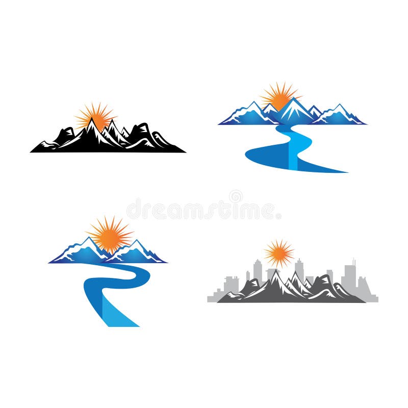 Simple Sun and River Icon Vector Logo Stock Illustration - Illustration ...
