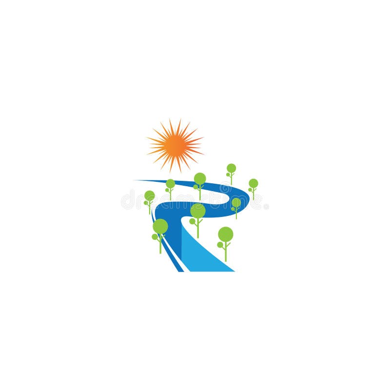 Simple Sun and River Icon Vector Logo Stock Vector - Illustration of ...